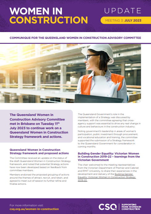 Queensland Women in Construction Advisory Committee | CSQ